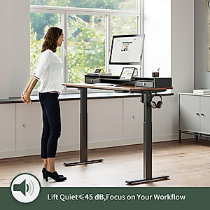 FEZIBO Electric Standing Desk with Glass Top Monitor Stand, 55 x 26 Inch with File Cabinet