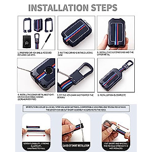 YINEOR for Volvo Key Fob Cover Metal Car Key Case Keychain Smart Key Fob Holder fob Protector Compatiblefor XC40 XC60 XC90 S60 S90 V60 V90 (Black)