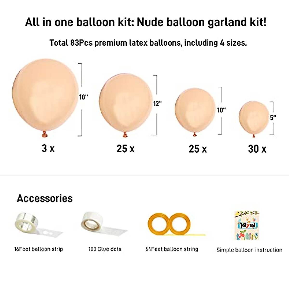 Nude Balloons Different Sizes Blush Balloon Garland Kit Ivory Apricot Beige Latex balloon for Baby Shower Neutral Boho Woodland Birthday Party Decorations