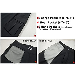 MAGCOMSEN Quick Dry Pants Men Hiking Pants Convertible Pants Work Pants for Men Fishing Pants Cargo Pants Summer Camping Pants Black
