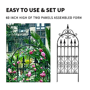 SCENDOR Garden Trellis 60” x 21.7” for Climbing Plants 5FT Metal Iron Wire Vine Flower Trellises for Outdoor Climbing Plants Support