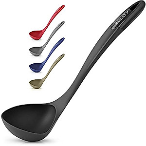 Zulay Soup Ladle Spoon with Comfortable Grip - Cooking and Serving Spoon for Soup, Chili, Gravy, Salad Dressing and Pancake Batter - Large Nylon Scoop & Soup Ladel Great for Canning and Pouring