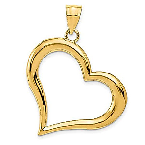 IceCarats 14K Yellow Gold Dangling Heart Necklace Love Pendant Charm Only