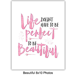 Yellowbird Art & Design Inspirational Quotes Wall Decor - Pink Motivational poster Set - Positive Affirmations Wall Art - Encouraging Gift for Women Girls - I Am - Inspiring Wall Art - UNFRAMED 8x10