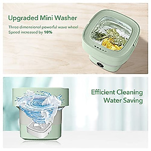 Portable Washing Machine with Effective Steri-lizing Function, Foldable Mini Small Washer for Baby Clothes, Underwear or Small Items, Suitable for Apartment, Laundry, Camping, RV, Travel (110V-240V)