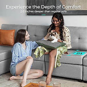 LINSY HOME Rubik III Modular Sofa Sectional Couch with Storage Ottoman, Convertible L Shaped Couch, 5 Seat Sleeper Sofa for Living Room, Apartment, Lounge, Light Grey