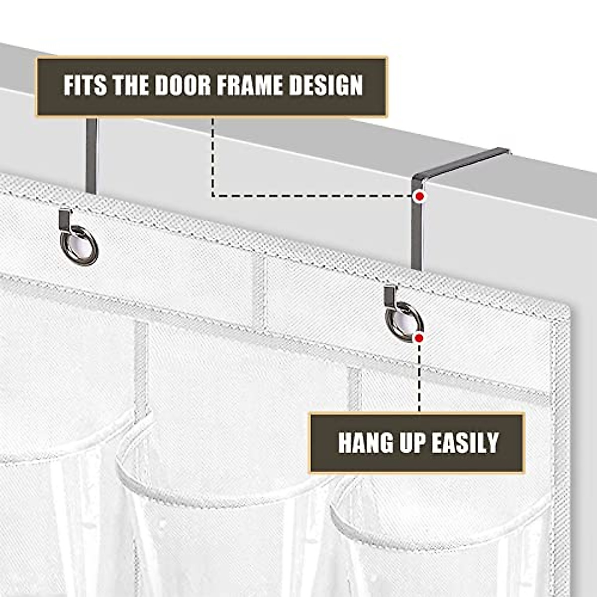 Bofoho Over The Door Shoe Organizer - Space Saving Shoe Rack for Closet Door with 24 Pockets and Hook,Shoe Holder Back of Door Organizers for Shoes (White)