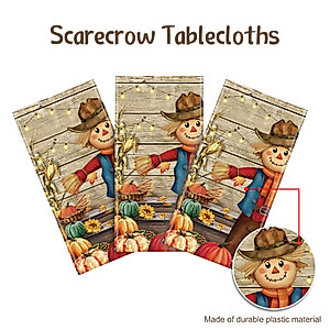 Fall Thanksgiving Tablecloth Plastic Fall Party Table Cover Autumn Harvest Pumpkin Leaves Tablecloth Decoration for Fall Thanks Harvest Party Table Decor Supplies, 54 x 108 Inches (3 Pack)