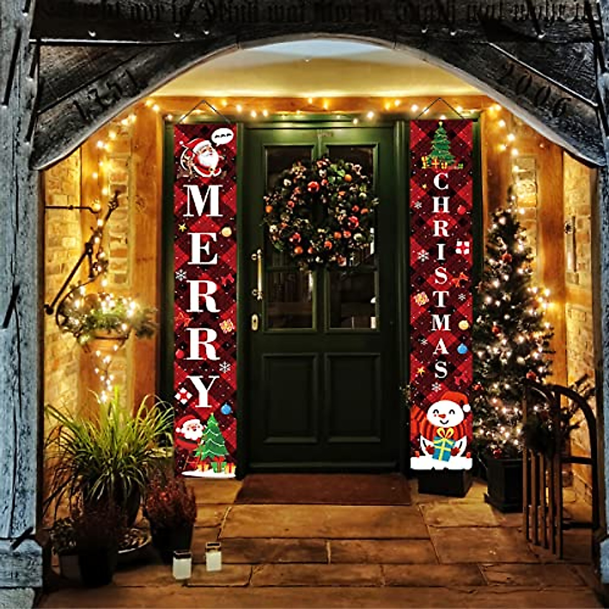 Merry Christmas Decorations Outdoor | Merry Christmas Decorations Front Porch Banners for Halloween Porch Decor | Fall Decor | Halloween Decorations Indoor