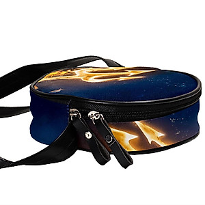 Sea Fire Trident Crossbody Bag for Women Circle Purse Shoulder Handbag Wallet Crossbody Purse Bag