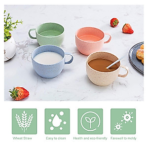 UDOIT Unbreakable Wheat Straw Kettle Set with 4 Multicolor Cups for Kids Children Toddler Adult, Lightweight Natural Reusable Drinking Mugs Pitcher Jug for Coffee, Tea, Water, Milk, Juice