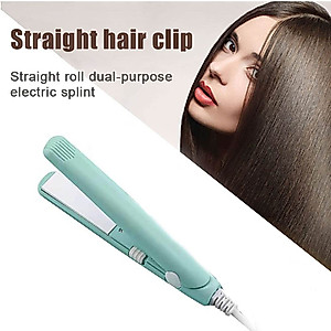Mini Hair Straightener 2 in 1 Flat Hair Iron Travel Size for Short Hairs Bangs Long Hair (Green)