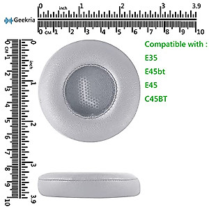 Geekria QuickFit Replacement Ear Pads for JBL E35, E45bt, E45, C45BT Headphones Ear Cushions, Headset Earpads, Ear Cups Repair Parts (Grey)