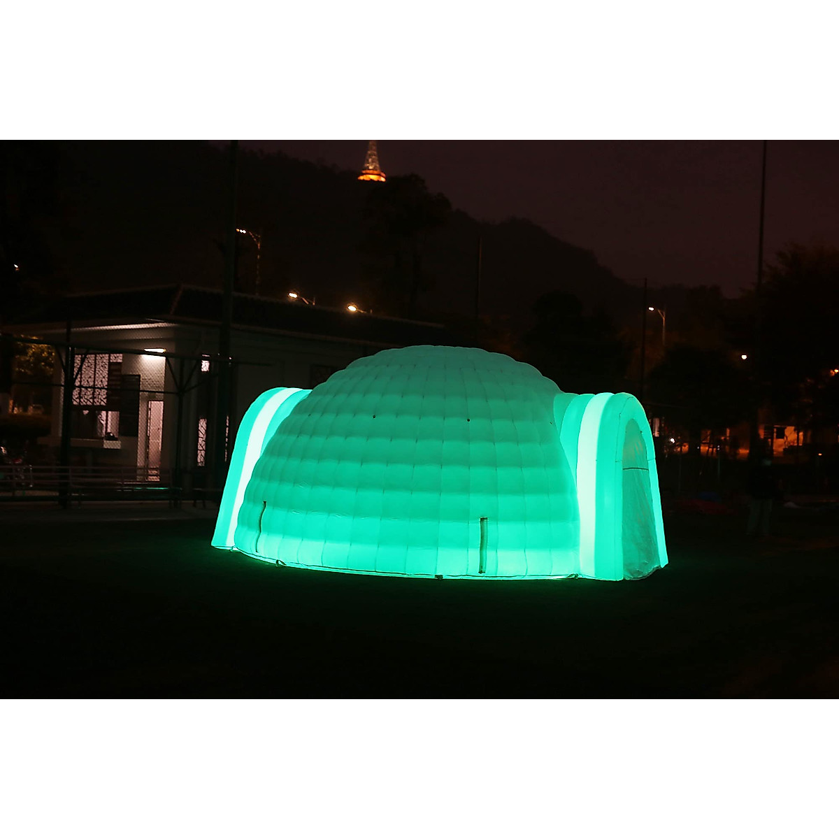 SAYOK Portable Inflatable Igloo Dome Tent with Air Blower(White, Two Doors, 16.4ft) Inflatable Event Tent Structure Night Club Party Tent Event Room for Wedding Promotion Trade Show