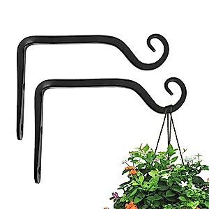 onepeng Plant Hanger Indoor/Outdoor 6 inch Metal Wall Plant Hook Decorative Plant Hanger for Bird Feeders, Planters, Lanterns, Wind Chimes, Home Decor(2Pack,Black)