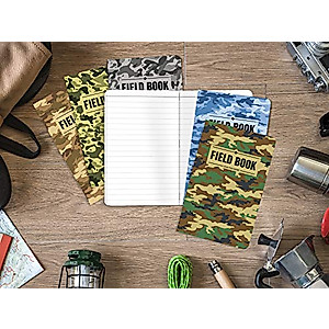 Field Notebook/Pocket Journal - 3.5"x5.5" - Camouflage - Lined Memo Book - Pack of 5