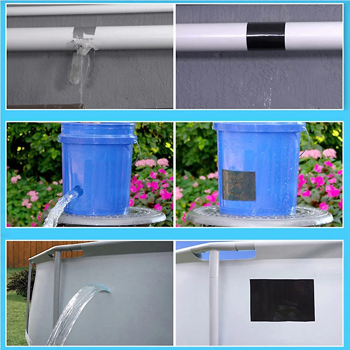 UZOU Flexible Tape, 4 in x 5 ft, Black,Thick Heavy Duty Rubberized Waterproof Tape - Seal and Patch Leaks, Works Underwater, Indoor Outdoor Projects - Home RV Roof Plumbing and Pool Repairs,White