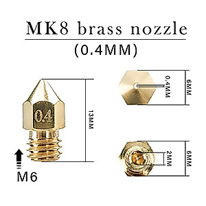XIFOWE MK8 Nozzles 25 pcs 0.4mm 3D Printer Brass Nozzles CR-10 Nozzle with DIY Tools and A Ten-Grid Parts Box for CR-8 / CR-10 / Ender 3 / Ender 3S / 5/6 and so on…