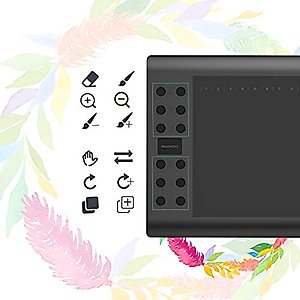 Drawing Tablet GAOMON M106K PRO 10 x 6.25 inches Large Graphic Tablet, Digital Art Tablet Supports Tilt Function with 12 Shortcut Keys, Battery-Free Stylus, Work with Mac, Windows PC & Android