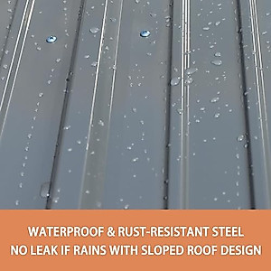 MUPATER Shed Outdoor Storage 10 x10 FT, Metal Shed Kit with Lockable Doors and Vents, Garden Furniture Tools Storage Shed House for Backyard, Patio and Lawn, Grey