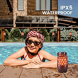Outdoor Speakers Waterprrof, Birthday Gift Ideas for Him Her, Portable Bluetooth Speaker with Lights, Multi-Sync Wireless Speaker for Patio/Yard/Pool/Porch, Wall Mount&Stake&Hook Inc. (2 PACK)