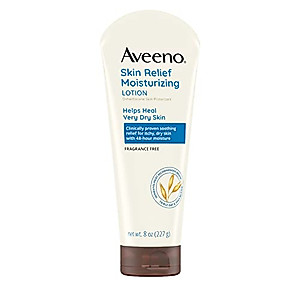 Aveeno Skin Relief Moisturizing Lotion for Very Dry Skin with Soothing Triple Oat & Shea Butter Formula, Dimethicone Skin Protectant Helps Heal Itchy, Dry Skin, Fragrance-Free, 8 fl. oz