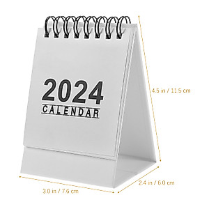 NUOBESTY Desktop Calendar 1Pc, 2024 Mini Stand Up Table Calendars Desk Coil DIY Memo Pad Yearly Agenda Organizer Schedule Planner for, Home, Office - White