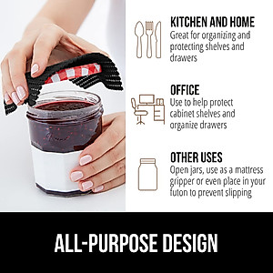 Gorilla Grip Drawer and Shelf Liner and Manual Hand Held Can Opener, Shelf Liner Size 12 In x 20 FT, Strong Grip, Large Lid Openers for Kitchen, Both in Black, 2 Item Bundle