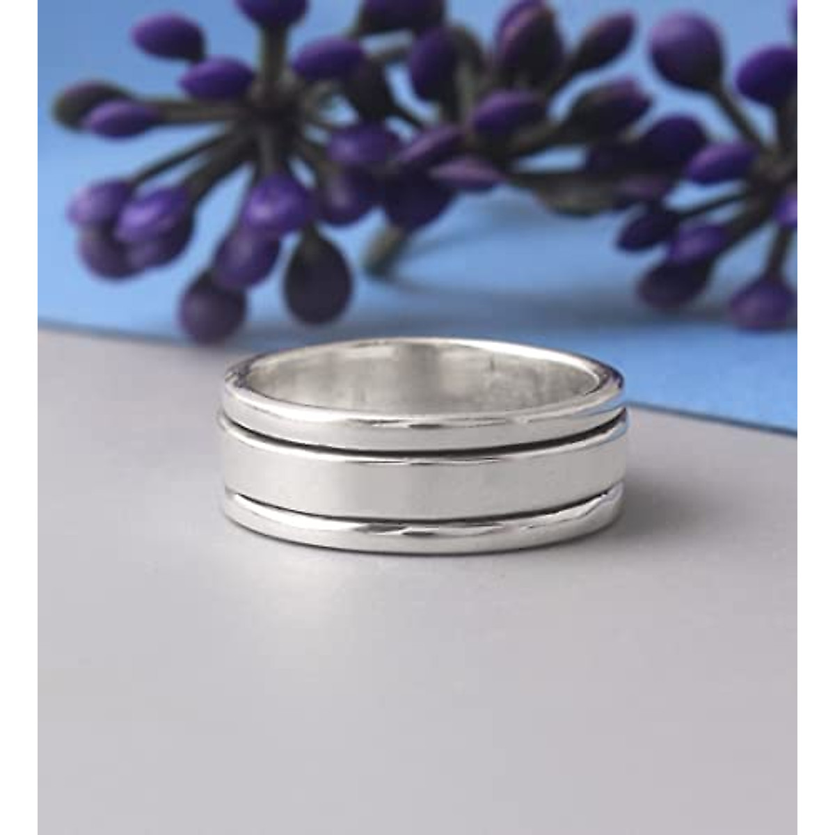 Solid Sterling Silver Spinner Band Ring Spin Jewelry (8)