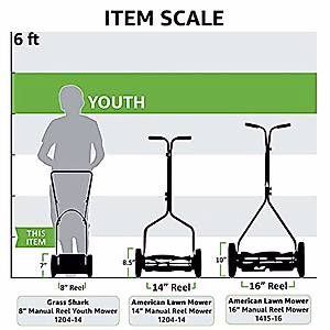 American Lawn Mower Company 101-08 Youth Grass Shark 8-Inch 5-Blade Manual Push Reel Lawn Mower, Red