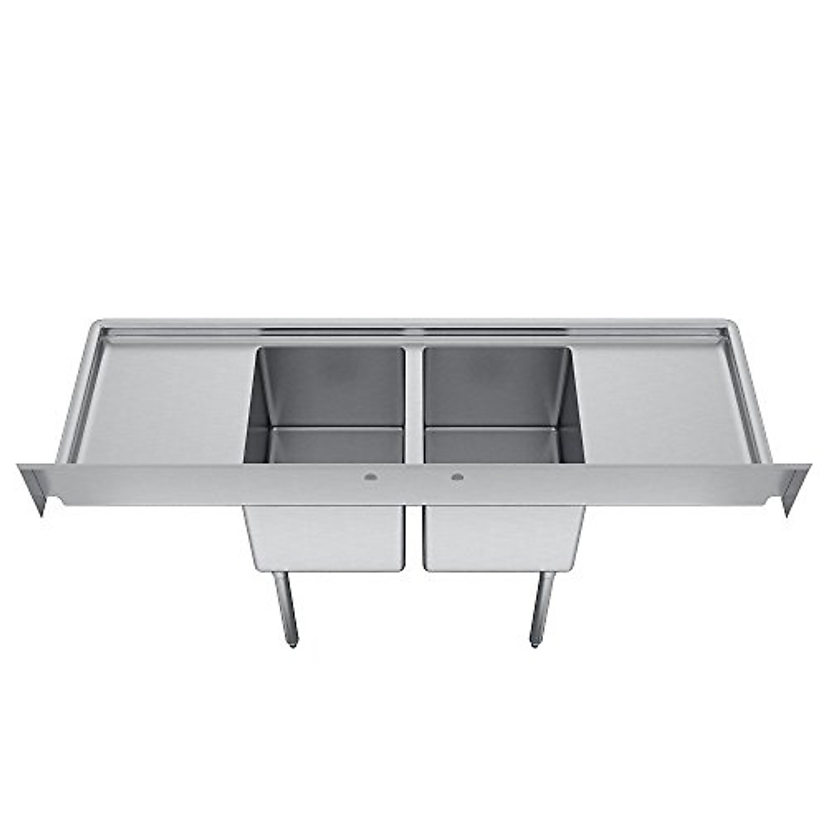 Elkay Dependabilt Stainless Steel 74" x 29-13/16" x 43-3/4" 16 Gauge Two Compartment Sink w/ 18" Left and Right Drainboards and Stainless Steel Legs