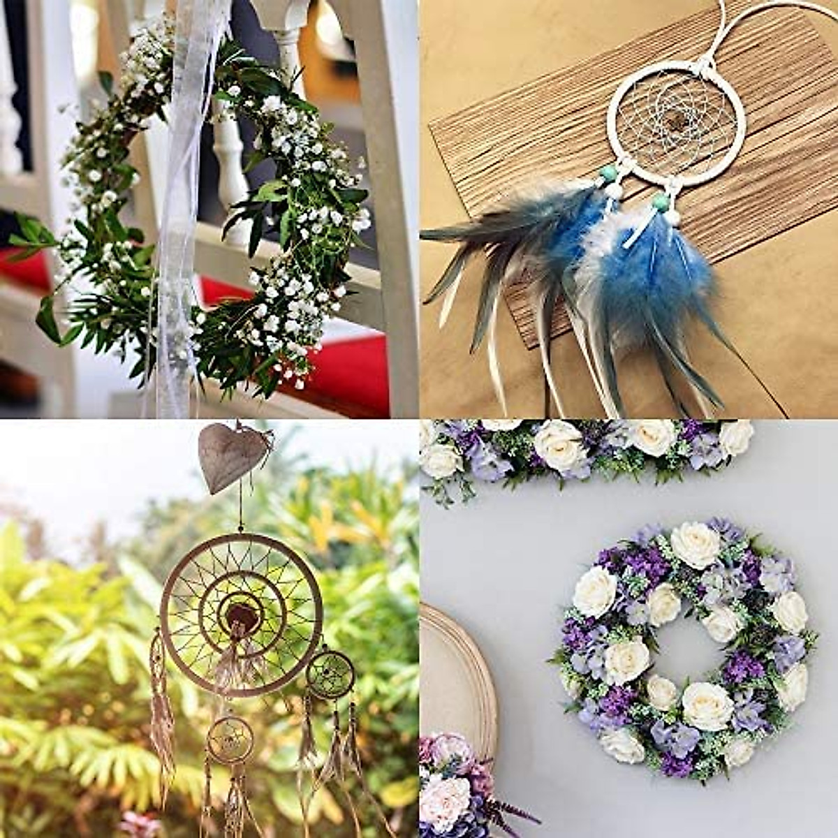 Outuxed 12pcs Dream Catcher Rings Gold Metal Hoops Craft Hoops Macrame Creations Rings Supplies for Crafts, 6 Sizes