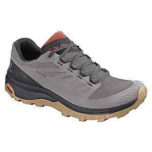 Salomon Outline Gore-TEX Hiking Shoes for Men, Frost Gray/Black/Burnt Brick, 7