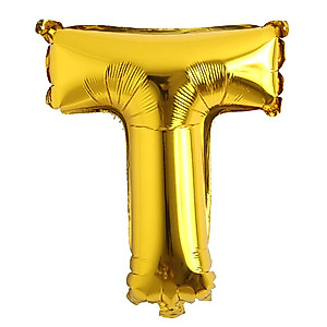 32 inch Letter Balloons Gold Alphabet Number Balloons Foil Mylar Party Wedding Bachelorette Birthday Bridal Shower Graduation Anniversary Celebration Decoration (32 INCH GOLD T)