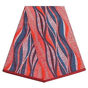 ANNINGWAX 100% Cotton African Ankara Print Fabric African Party Clothing Red Fabric 6 Yards