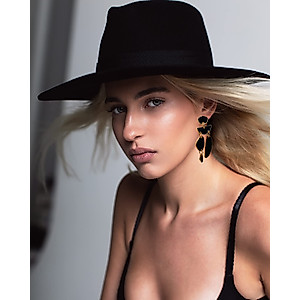 Irregular Geometric Drop Dangle Earrings for Women,Big Statement Colorful Dangly Earrings,Fashion Boho Unique Jewelry(black)