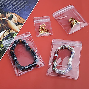 SAVITA 150pcs 3 Sizes Clear Earring Bags, PVC Plastic Self-seal Zipper Waterproof Bags Thickened Reusable Storage Pouch for Jewelry Rings Necklace Bracelet Small