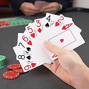 LotFancy Playing Cards, 100% Plastic, Waterproof - 2 Decks of Cards with Plastic Cases, Poker Size Standard Index, for Magic Props, Pool Beach Water Card Games