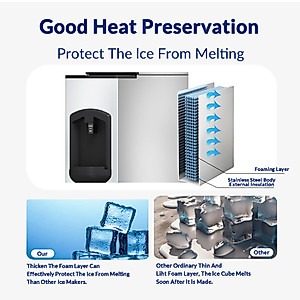 22" Air-Cooled Modular Full Cube Ice Machine - 350 lbs/Day Production, 180 lbs Ice Bin Dispenser | ETL & Energy Star Certified
