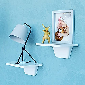 Fytz Design Set of 2 Small + Set of 2 Regular White Floating Shelves for Living, Bedroom, Office, Bathroom, and Kitchen
