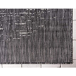Unique Loom Outdoor Modern Collection Area Rug - Ombre (4' 1" x 6' 1" Rectangle, Charcoal Gray/ Ivory)