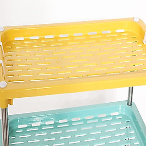 ruishetop Multicolor Plastic Storage Rack Easy Assembly Space Saving for Kitchen Laundry Room Bathroom (3-Tier)