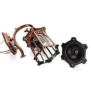 Cocoarm Wall Sconce Vintage Style Wall Mounted Metal Lantern Holder with Glass Lighting Fixture for Indoor Outdoor Home Garden Hallway Decor No Light Source Bronze