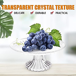 DOITOOL 2Pcs Glass Footed Platter Crystal Footed Cake Plate Platter Round Footed Cake Stand Clear Serving Dish Platter for Home Kitchen (Transparent)