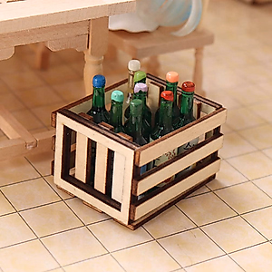 Kisangel 3Pcs Dollhouse Crate Wooden Miniature Milk Crate Fruit Basket Dollhouse Miniature Decoration Micro Landscape Ornament for Fairy Garden Decor