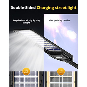 BNT [2023 Upgrade] 800W Solar Outdoor Lights, 6500K 80000LM Solar Street Lights Outdoor with IP66 Waterproof, Dusk to Dawn Solar Flood Lights Outdoor Motion Sensor for Yard, Garden, Path