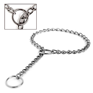 Mighty Paw Chain Slip Dog Collar - Cinch Design for Training - Premium Quality Gunmetal Dog Collar - No Slip Dog Collar - Heavy Duty Metal Chain Collar - Dog Choke Collar for All Dog Breeds