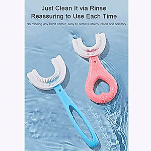 Dirk41 Kids Toothbrushes ,All Rounded Children U Shape Toothbrush, 2/4PCS U-Shaped Toothbrush for Kids, Kids U Shaped Toothbrush, Rounded Children U Shape Toothbrush, 360° Oral (Blue, 2)