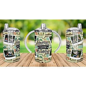 Daddy's Fishing Buddy #2 12oz Sippy Tumbler, Both Lids, Boys or Girls, Personalize, Add Your Own Photos, Gift, Keeps Drinks Cold Or Hot