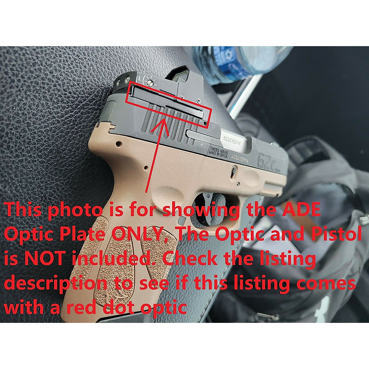 Ade Advanced Optics Delta RD3-012 Red Dot Reflex Sight + Optic Mounting Plate for Taurus PT111 G2, Millennium G2, G2C, G3 with Original Rear Sight, PT140 G2, PT709, PT740, TX22 + Pictinny Plate